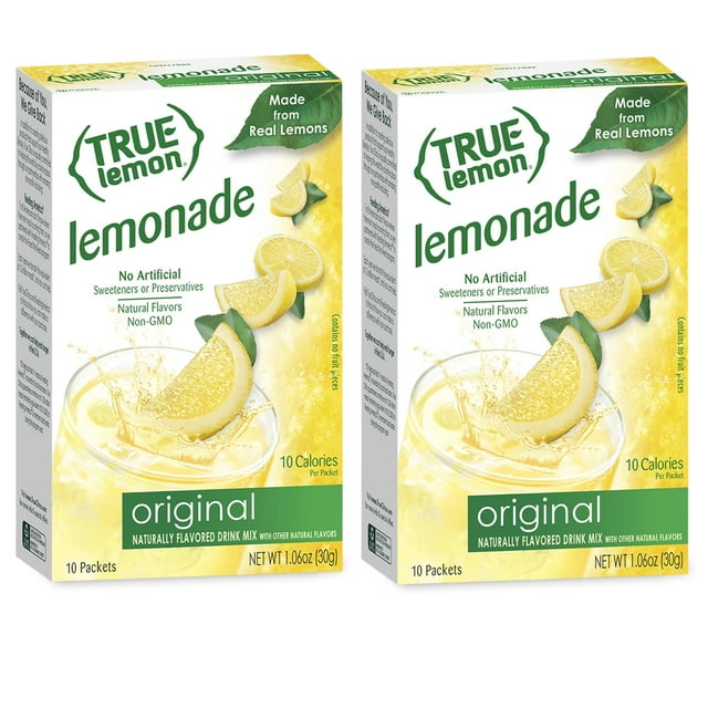 True Lemon Original Lemonade Powdered Drink Mix - 10 Sticks, Pack of 2 ...
