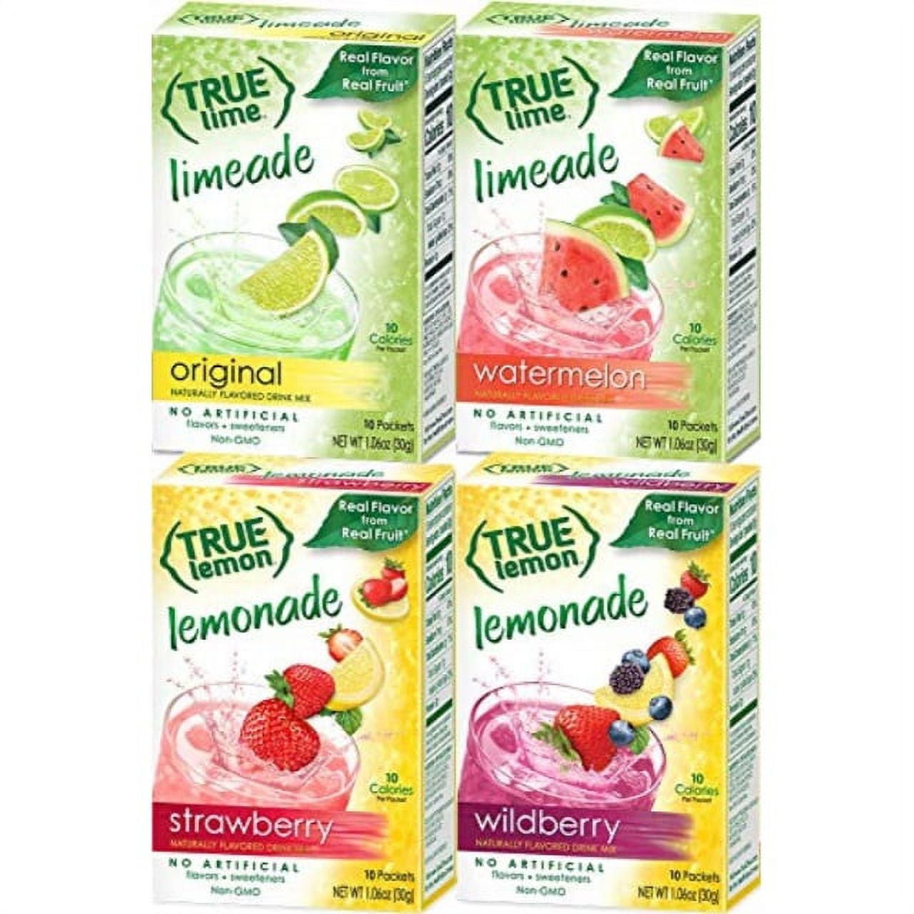 True Lemon Strawberry, Wildberry, Limeade, Watermelon (Pack of 4) 10ct ...
