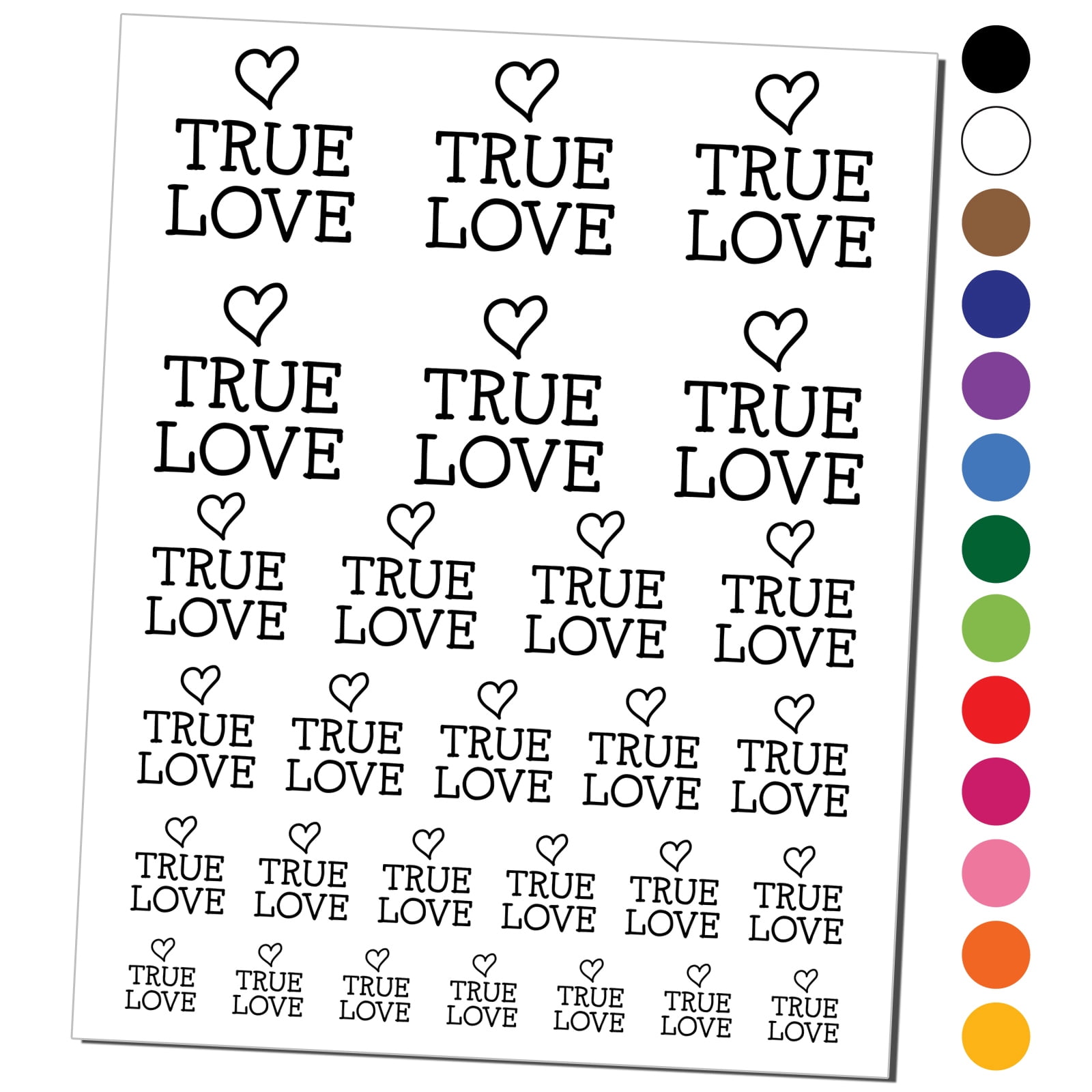 True Love Heart Fun Text Water Resistant Temporary Tattoo Set Fake Body ...