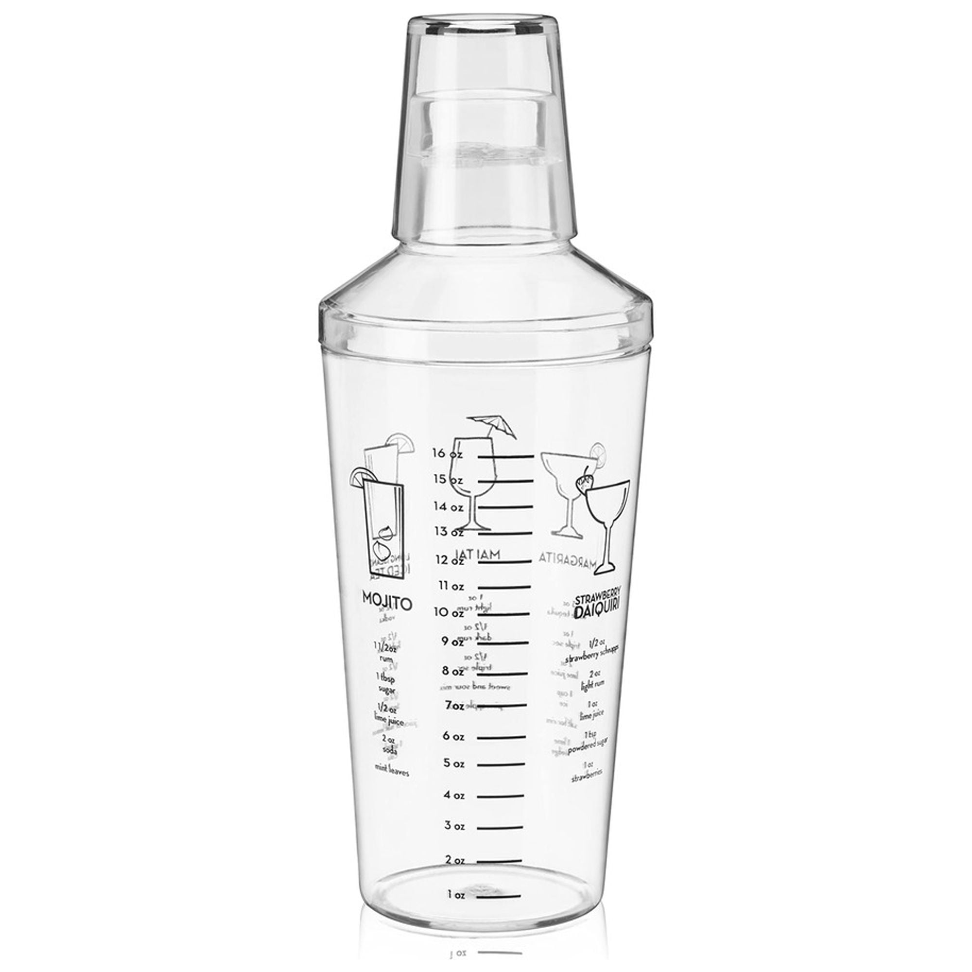 True Maraca Cocktail Recipe Shaker with Cap and Built In Strainer, 16 ...