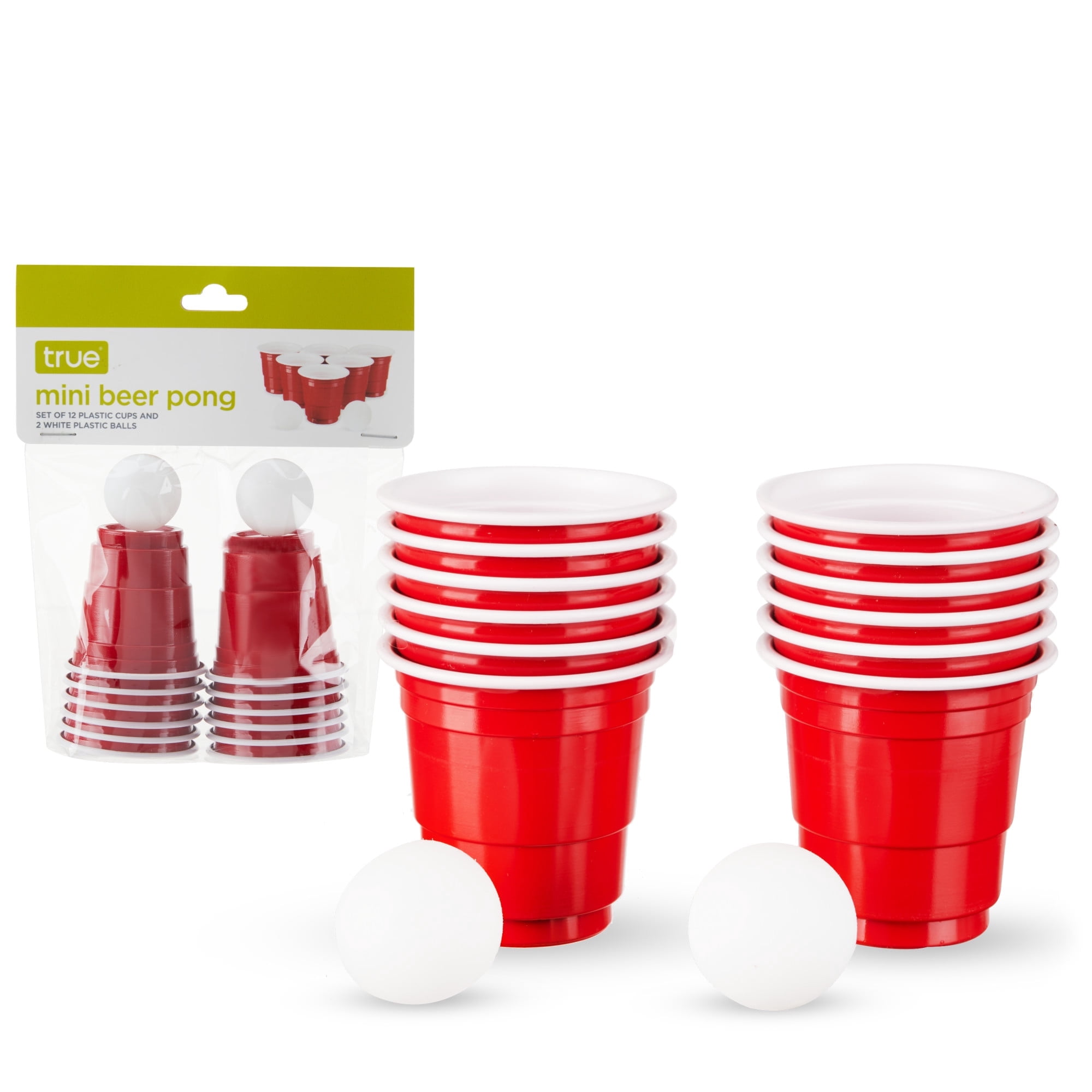 True Mini Beer Pong Game, 1.5 Ounce Disposable Red Party Cup Plastic ...