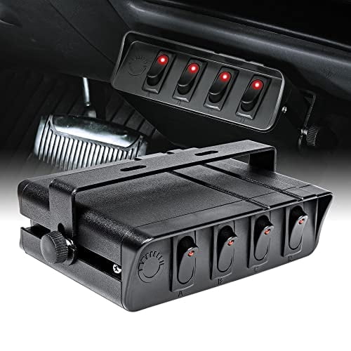 True Mods 4-Gang 12V Rocker Switch Box [20 Amp Max.] [12 AWG Wires][12 ...