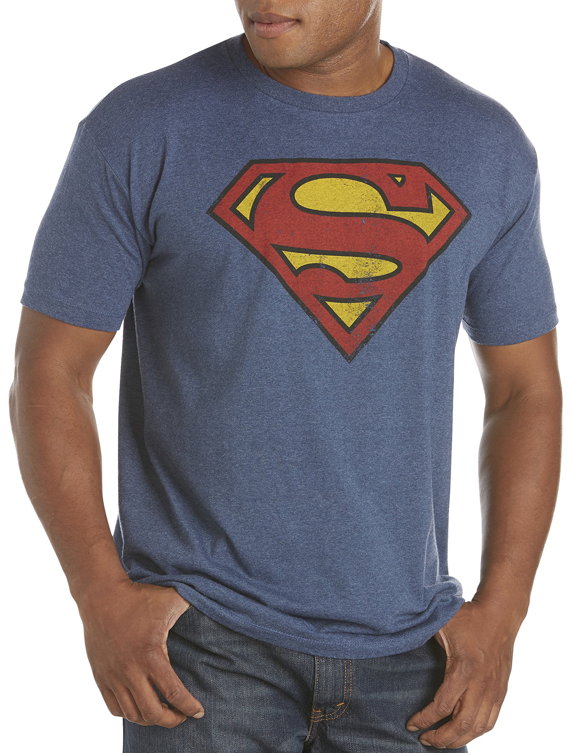 True Nation by DXL Classic Superman Logo Graphic Tee Navy Heather 7XLT ...