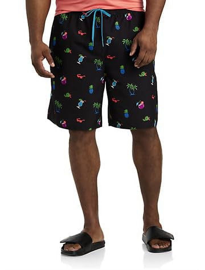 True Nation by DXL Men's Big and Tall Beach Vacation Swim Trunks Black ...