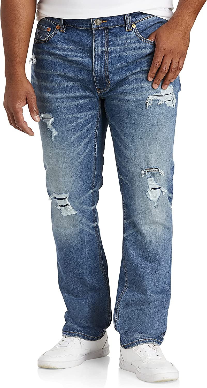 True Nation by DXL Men's Big and Tall Damaged Blue Tapered-Fit ...