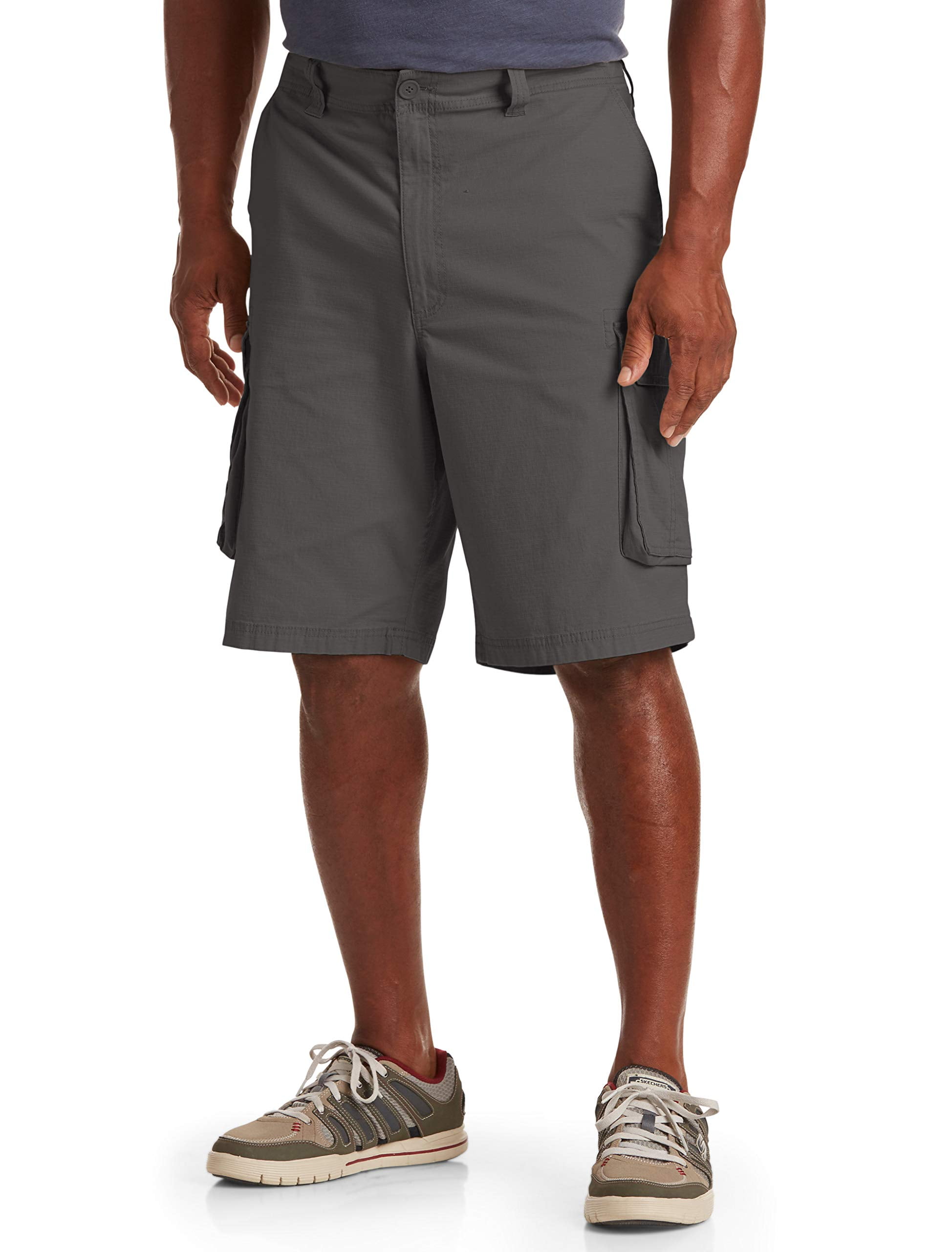 True Nation by DXL Men's Big & Tall Stretch Ripstop Cargo Shorts, Grey ...