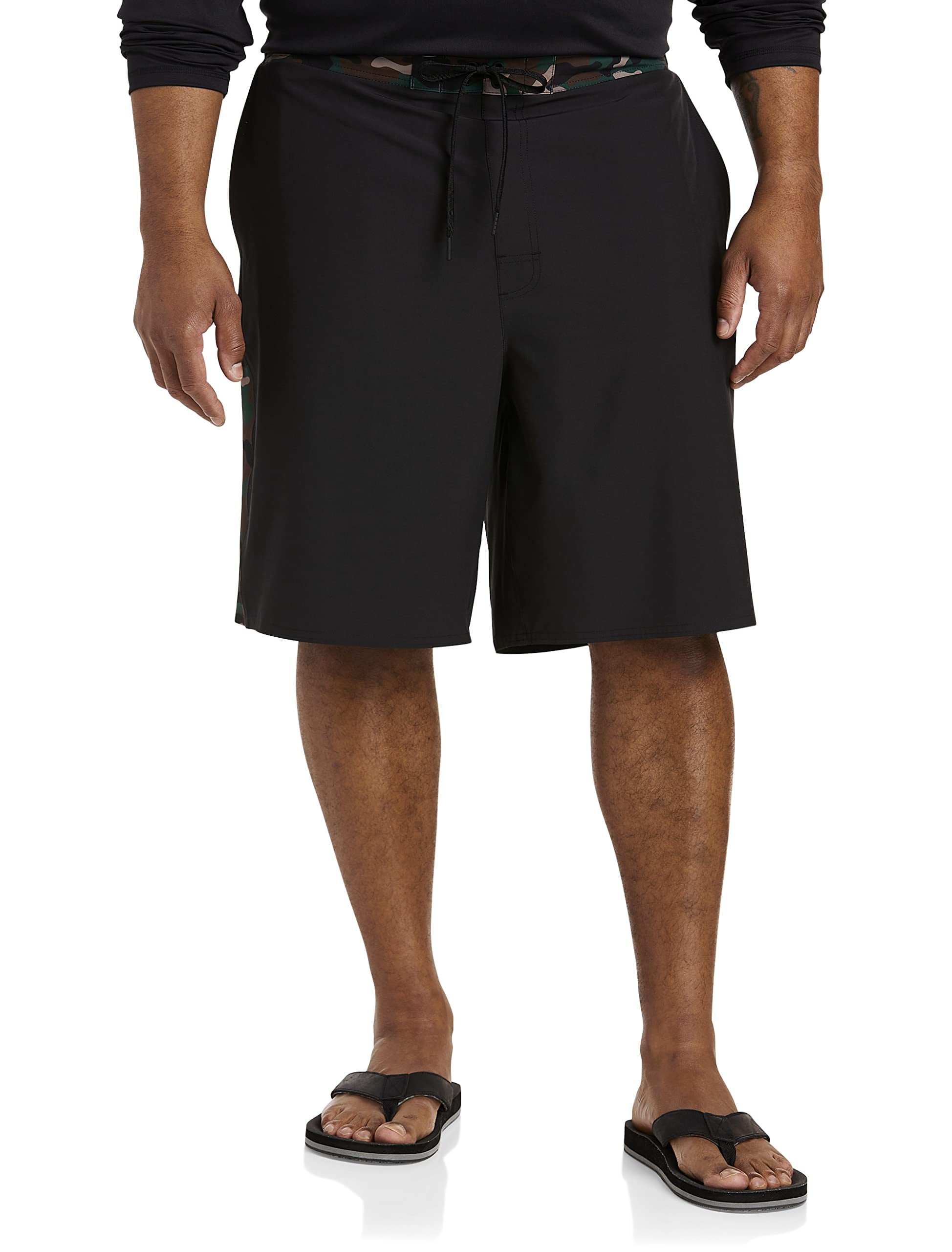 True Nation by DXL Men's Big and Tall Peeking Camo Swim Trunks Black ...