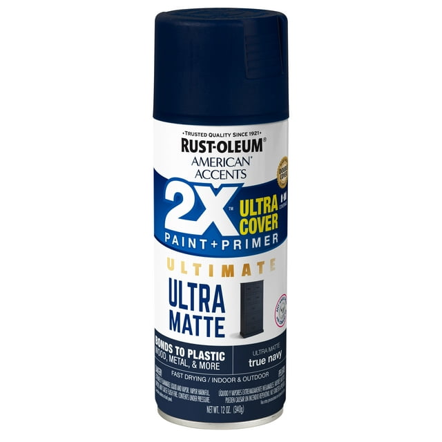 True Navy, Rust-Oleum American Accents 2X Ultra Cover Ultra Matte Spray Paint, 12 oz - Walmart.com