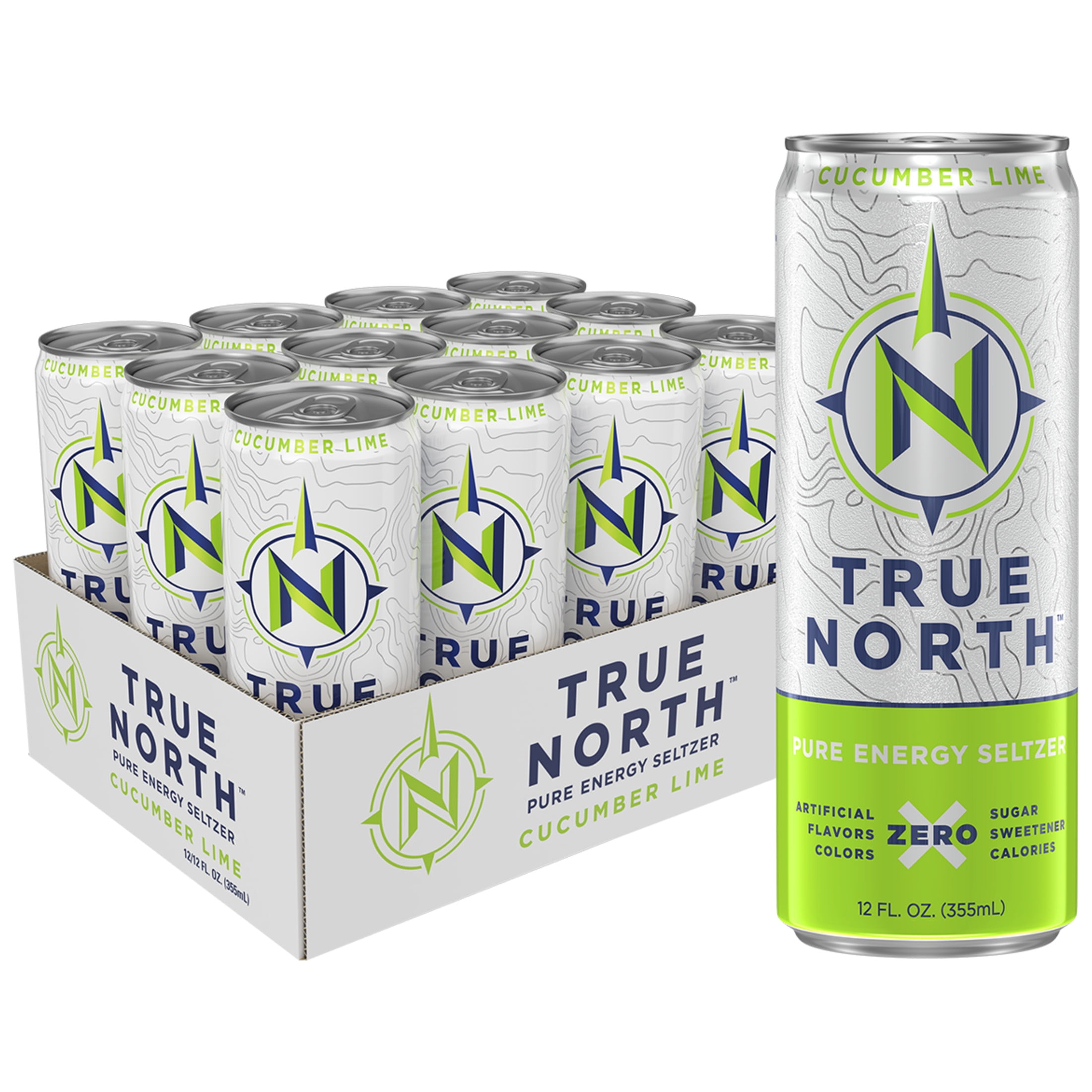 True North Pure Energy Sparkling Water Drink, Healthy Caffeine ...
