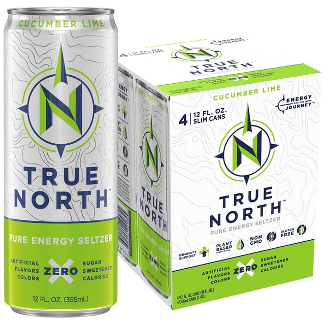 True North Pure Energy Seltzer, Cucumber Lime, 12 fl oz, 4 Pack ...