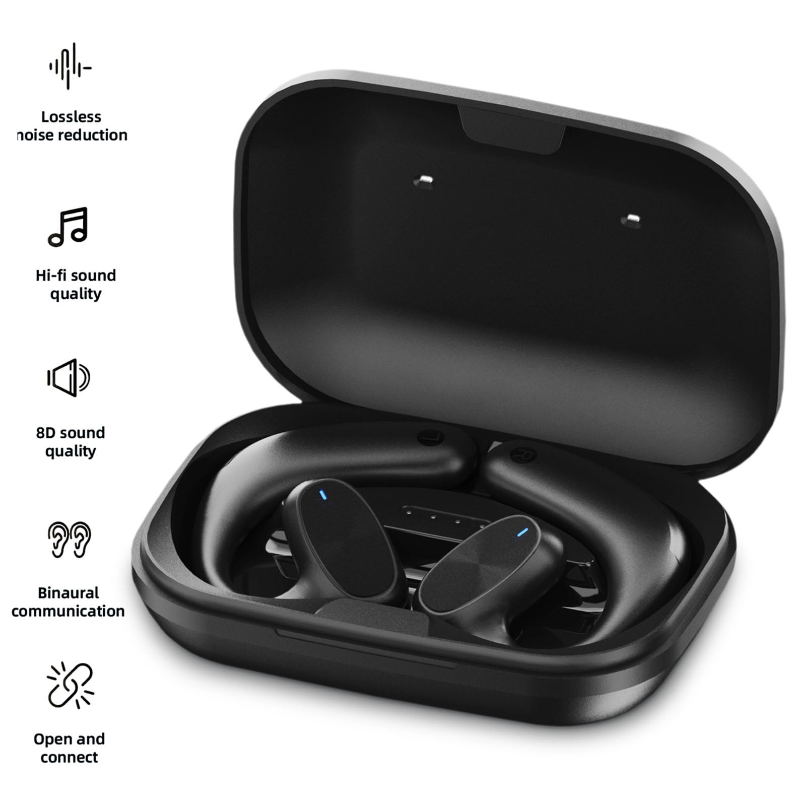 True Open Ear Wireless Headphones Lightweight with Multi-Angle ...