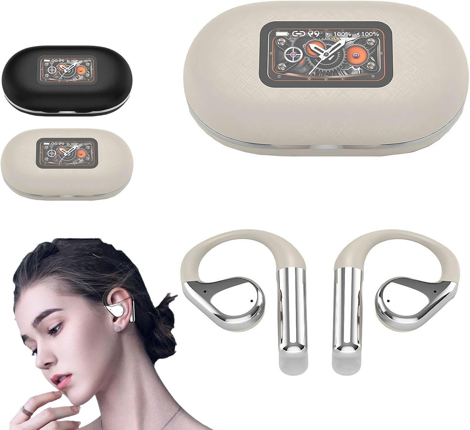 True Open Earphones, Bluetooth Headphones 5.4 Sports with Smart Digital ...