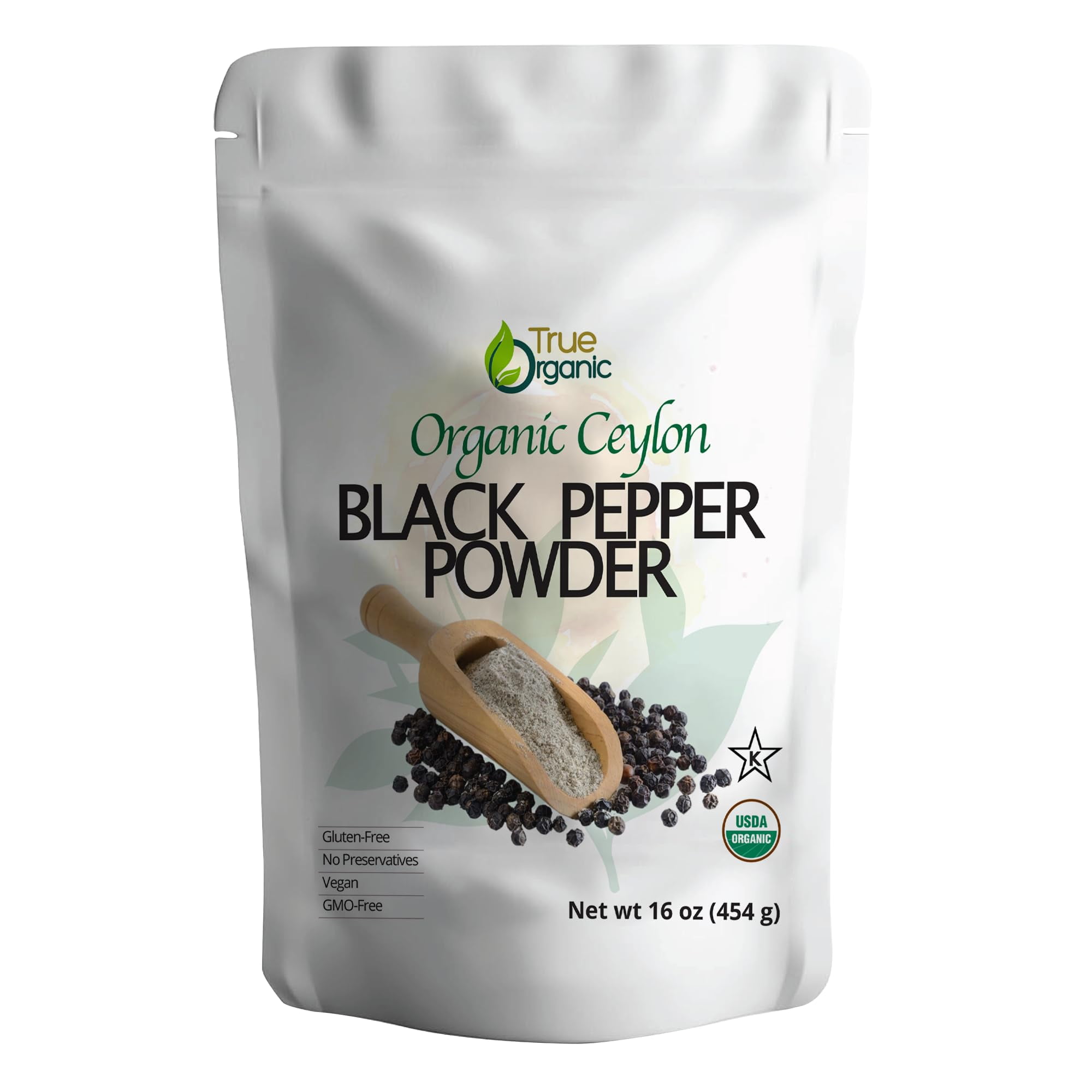 True Organic Black Pepper ESF27 Ground, 1 lb, Gluten-Free Premium Grade ...