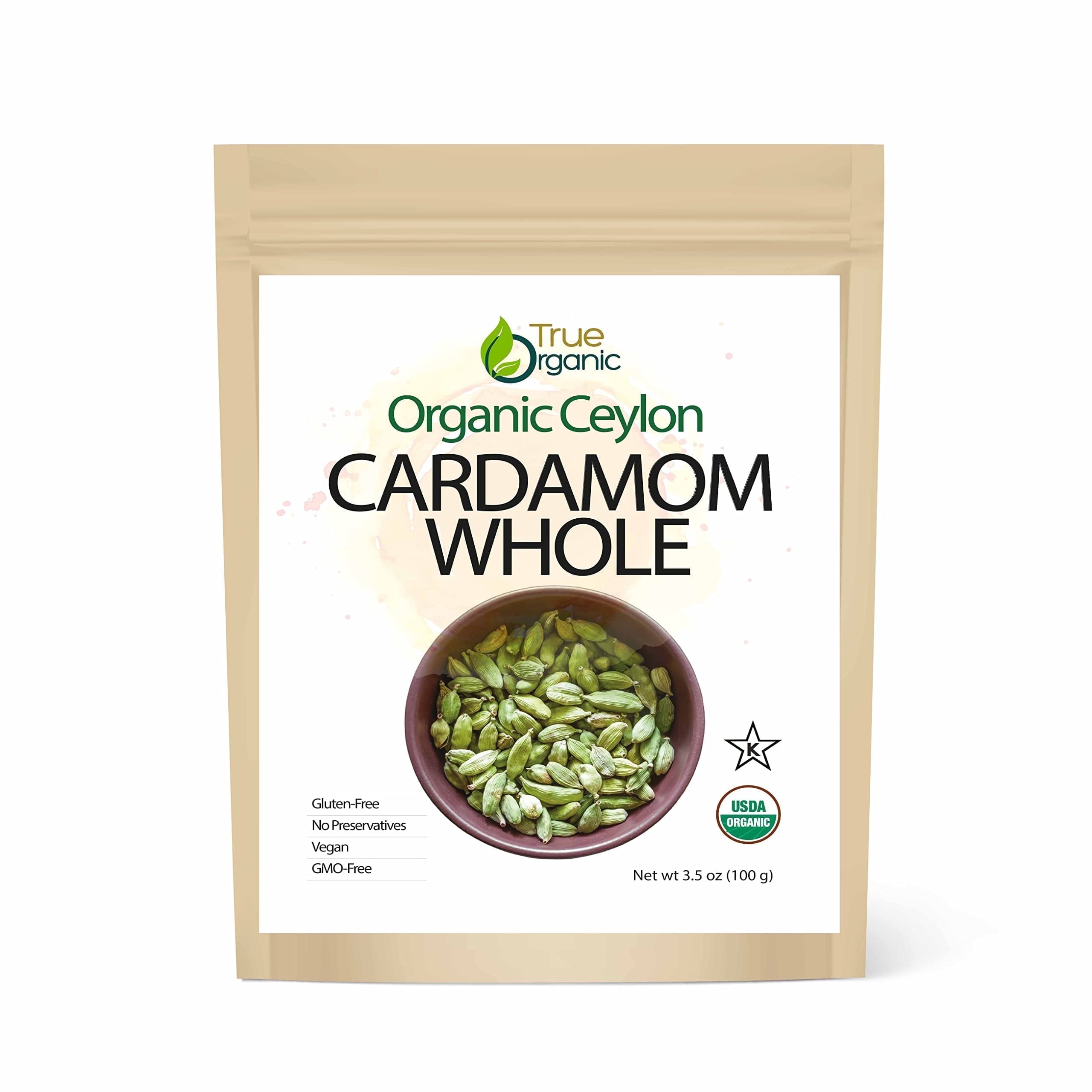True Organic Ceylon Cardamom Whole, 3.5 Ounces, USDA Organic & Kosher ...