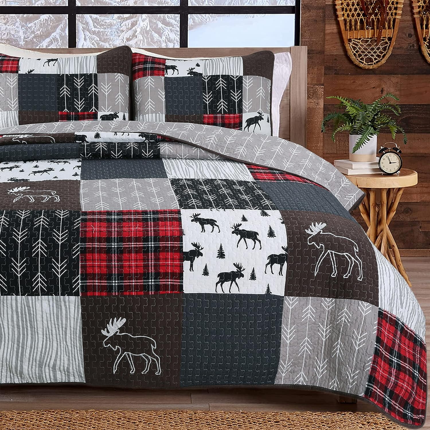True Patchwork Lodge Rustic Cabin Reversible Quilt Bedding Set ...