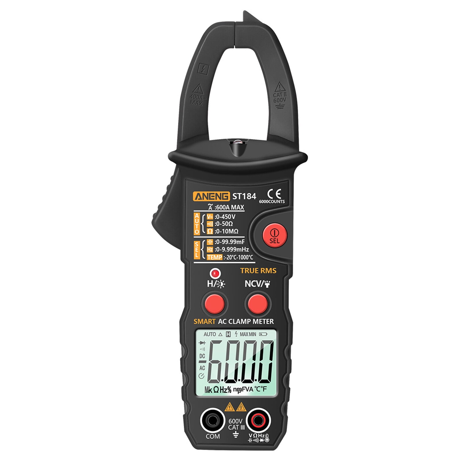 True RMS Digital Multimeter Clamp Meter DC/AC Voltage Detector AC Amp ...