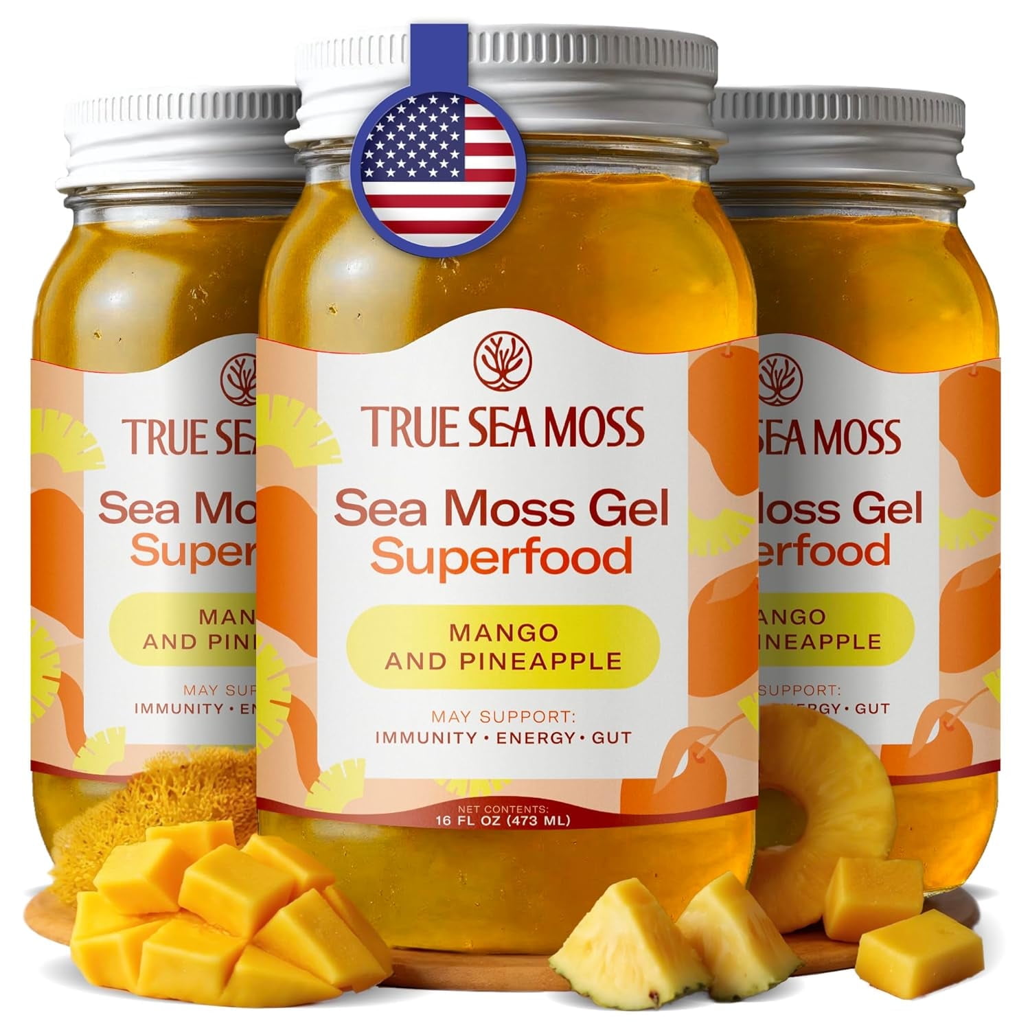 True Sea Moss, Mango Pineapple Irish Sea Moss Gel, Raw, Antioxidant, 3 ...