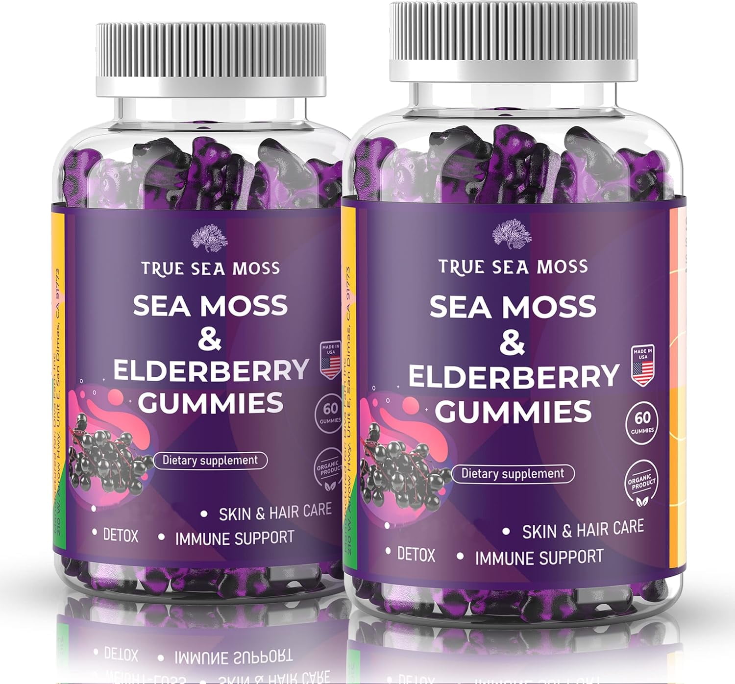True Sea Moss Sea Moss Gummies with Elderberry, 120 Count (2 Pack) - Walmart.com
