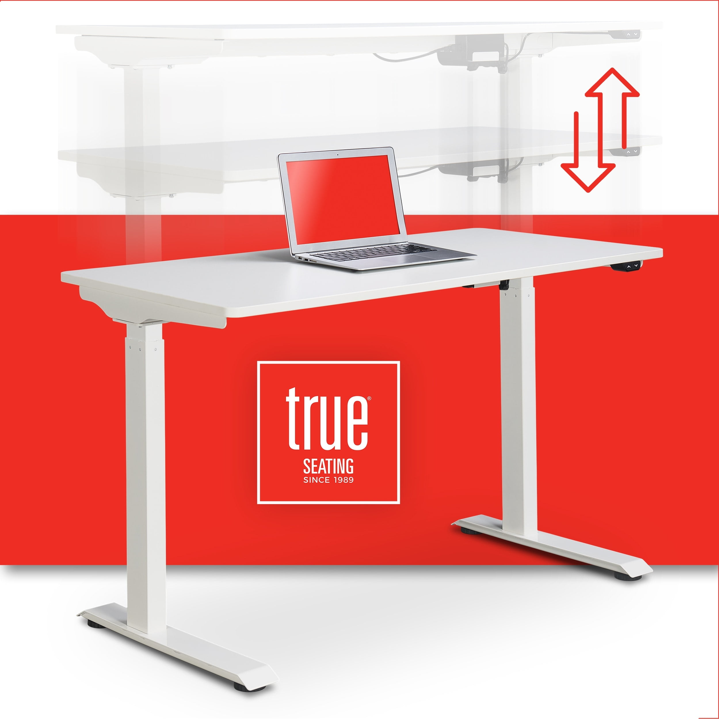 True Seating Ergo Electric Height Adjustable Standing Desk White ...
