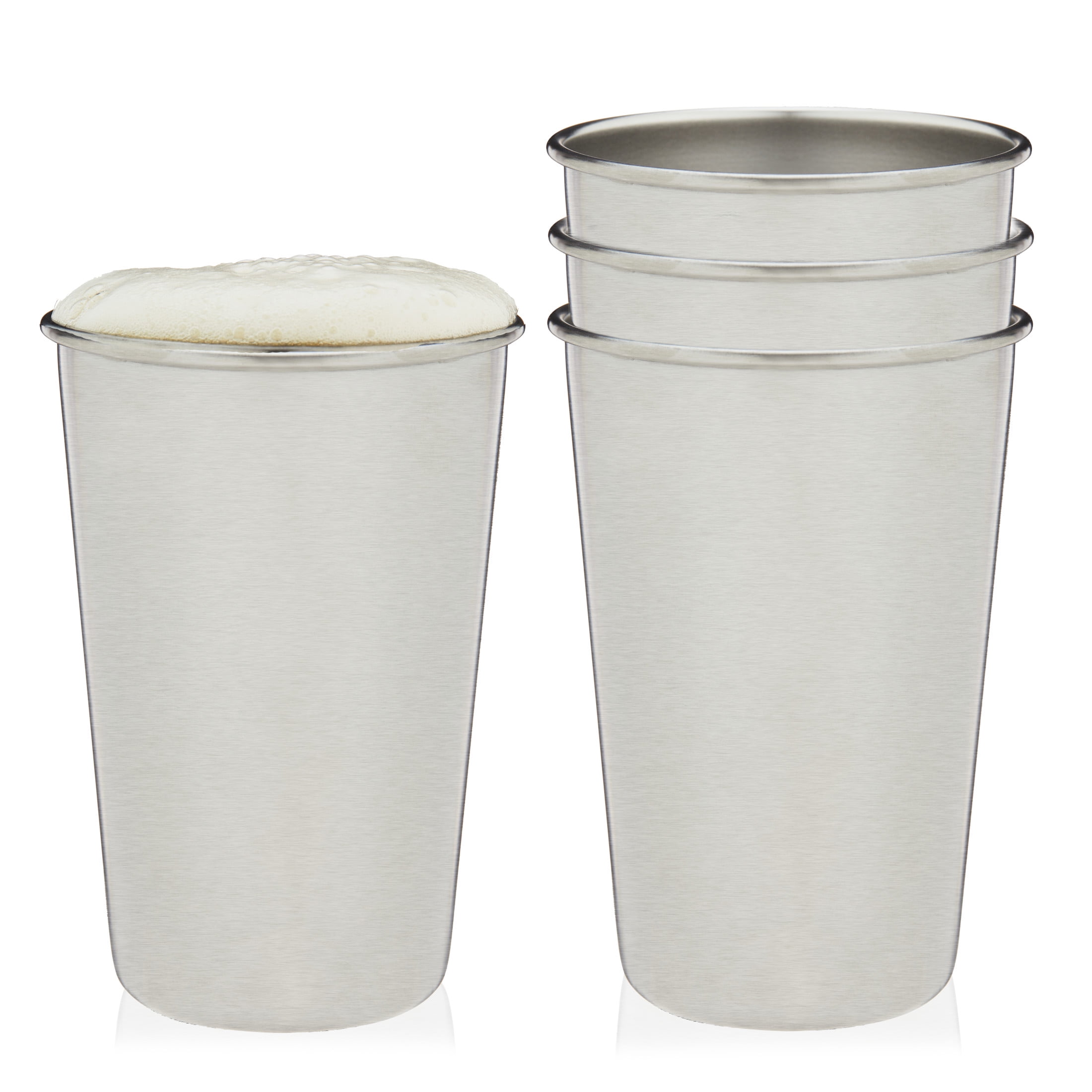 True Stainless Steel Pint Glasses for Beer, Water, Cocktails 16 oz Set ...