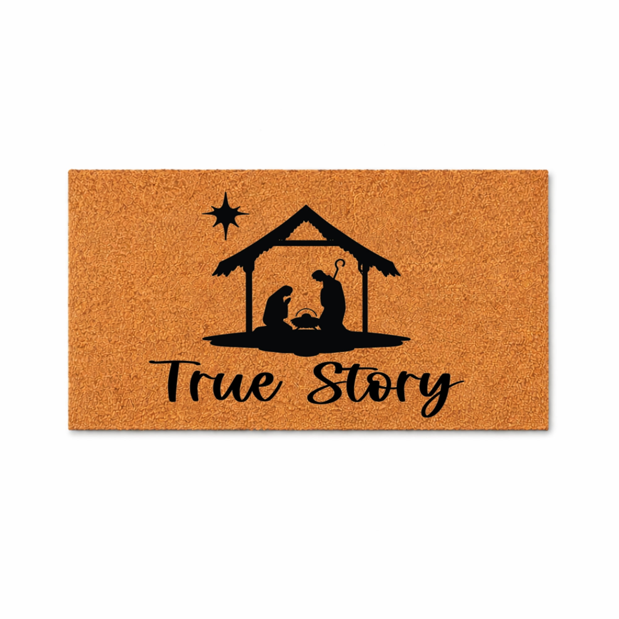 True Story, Nativity Scene Silhouette Design - Brown Coir PVC Outdoor ...