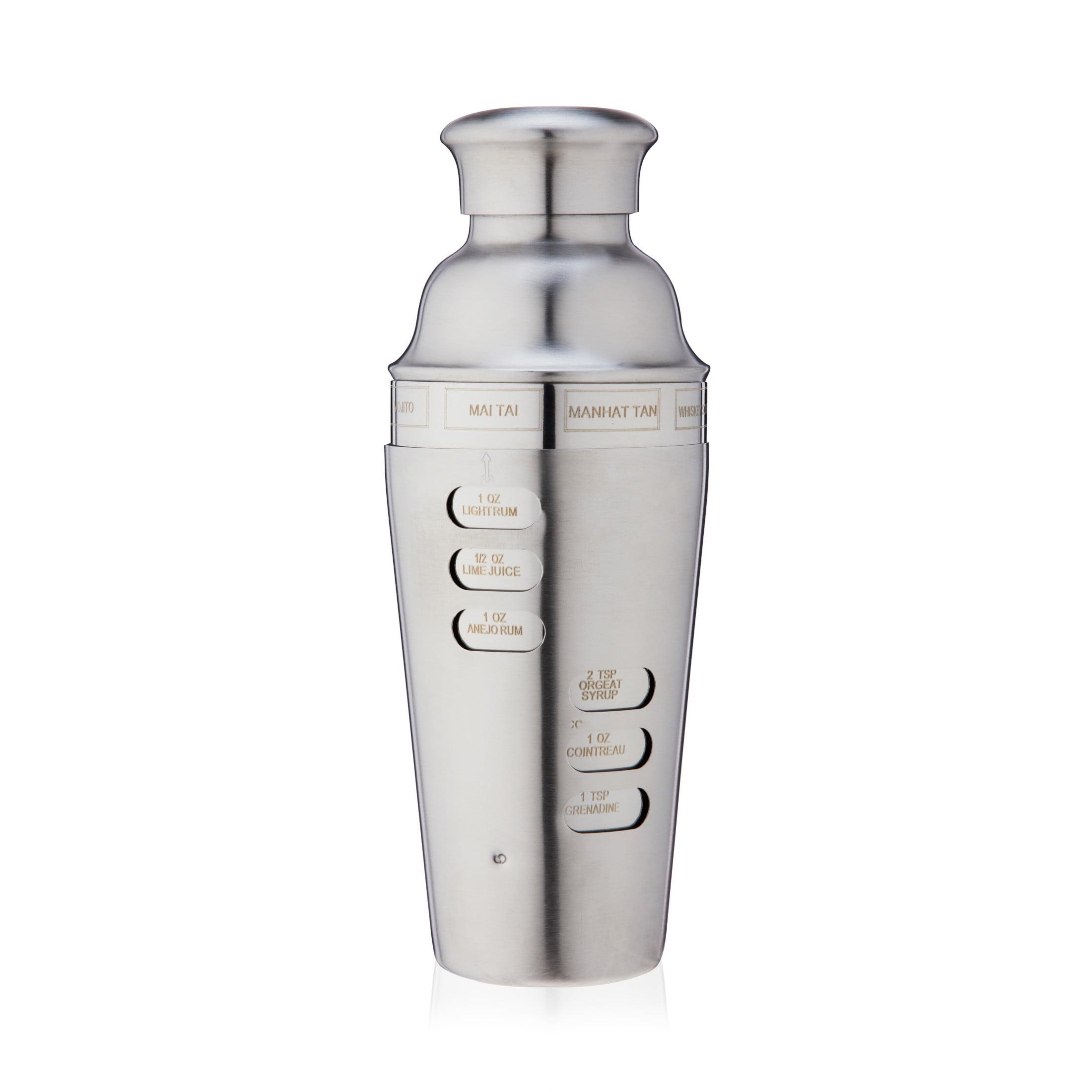 True Swivel Recipe Cocktail Shaker - Stainless Steel Shaker with 8 ...