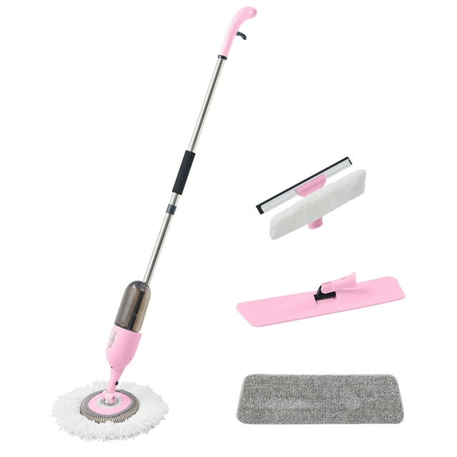 True & Tidy® 360 Spray Mop with 3 interchangeable heads, Pink - Walmart.com