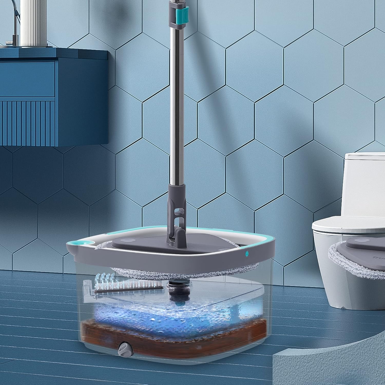 True & Tidy True Clean Mop and Bucket System, Includes Square Spin ...
