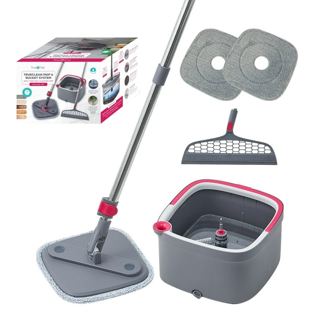 True & Tidy® True Clean Spin Mop & Bucket System with Silicone Floor ...