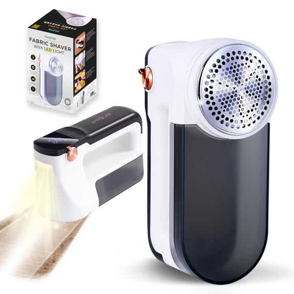 True & Tidy XL Rechargeable Fabric Shaver with Light, 6-Leaf Steel ...