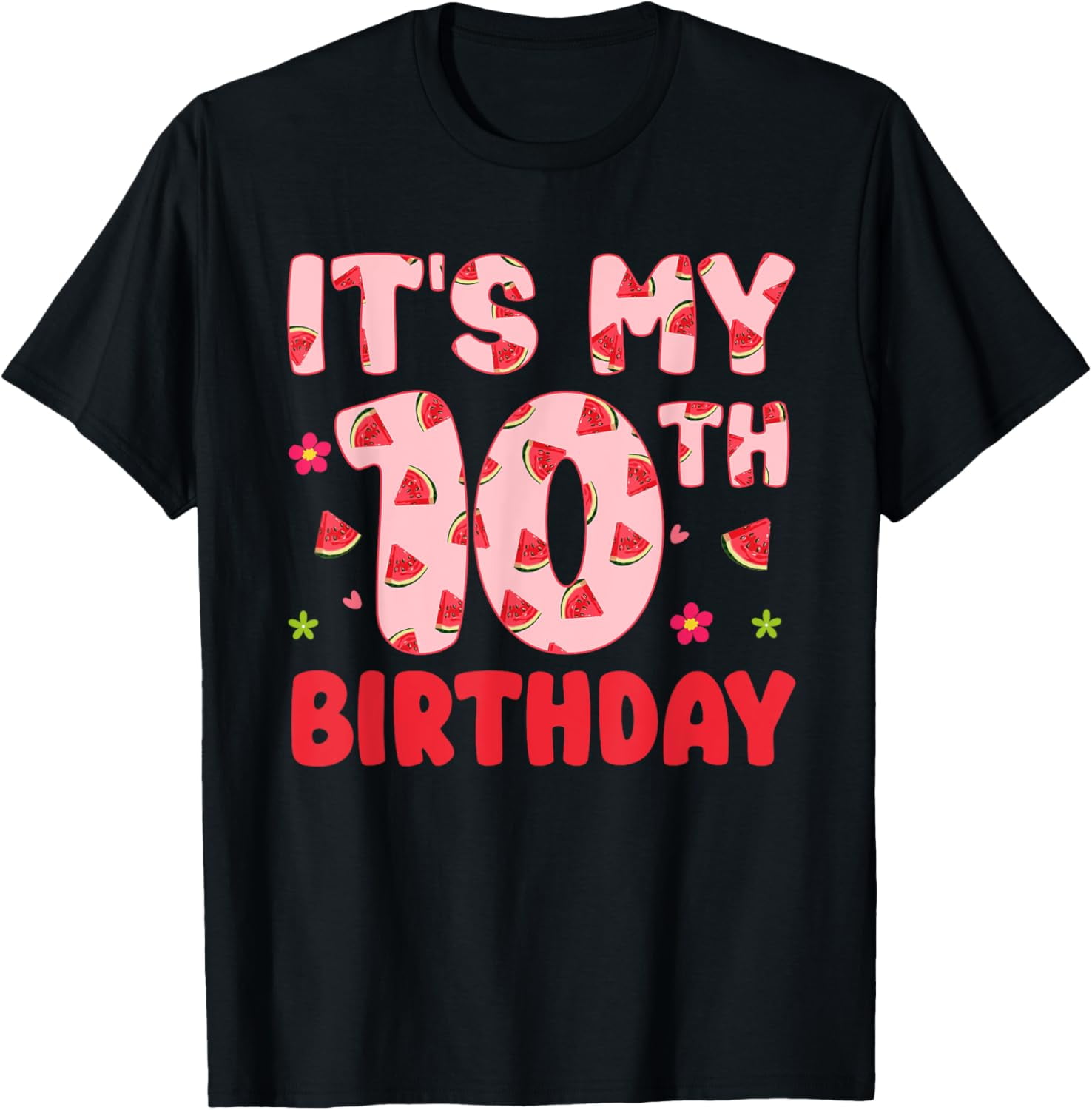 True Vibe 10 Year Old Watermelon Birthday Girl Sweet Fruit 10th T-Shirt ...