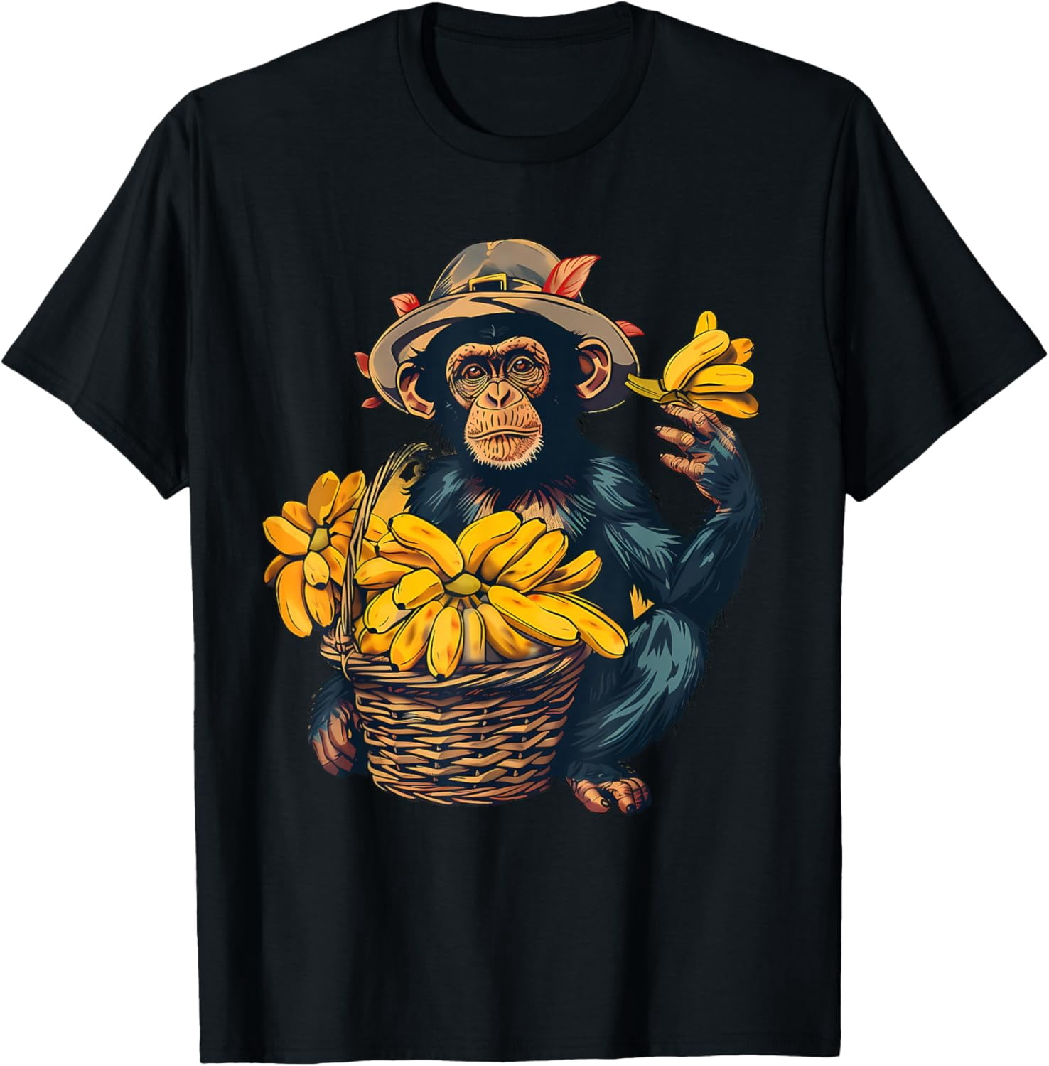 True Vibe Banana Monkey Farmer Drawing Artwork Banana Fruit T-Shirt ...