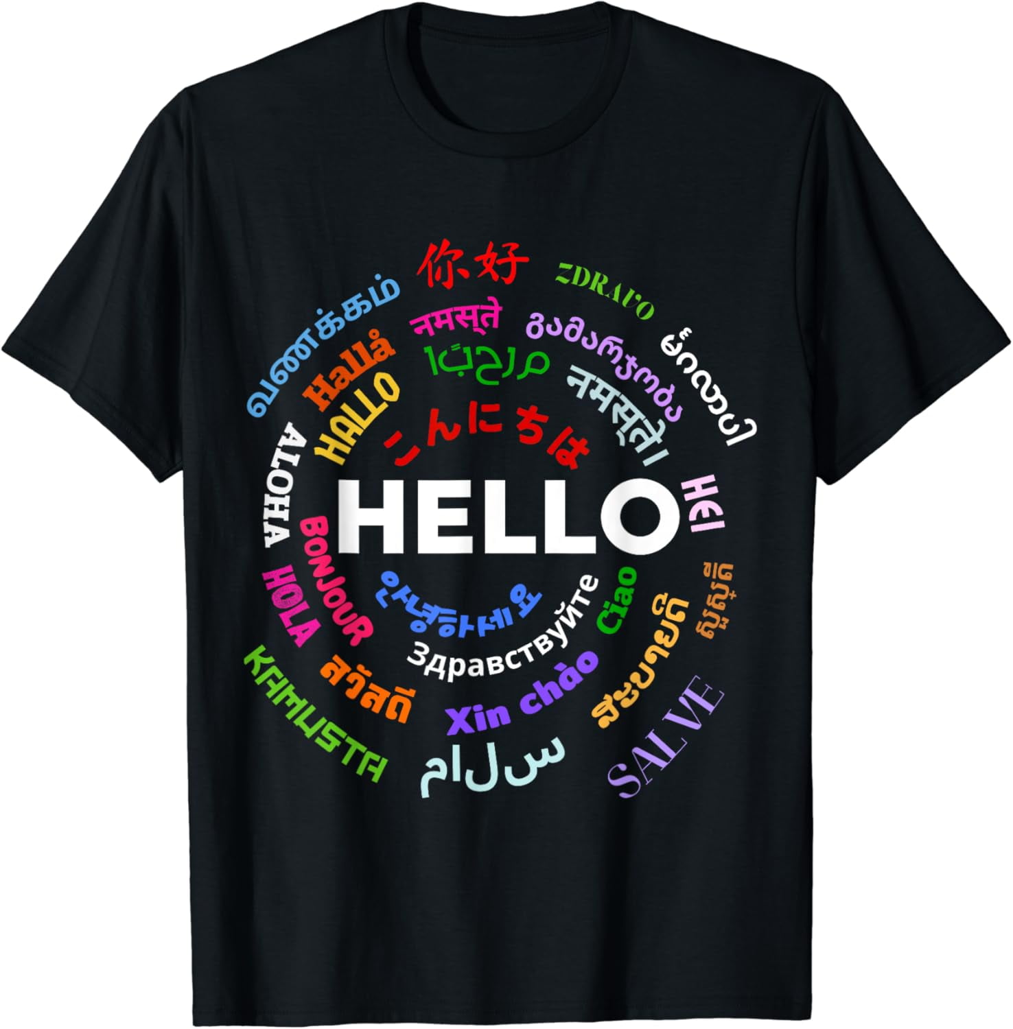 True Vibe Hello In Different Languages Travel Vacation Teacher Lover T ...