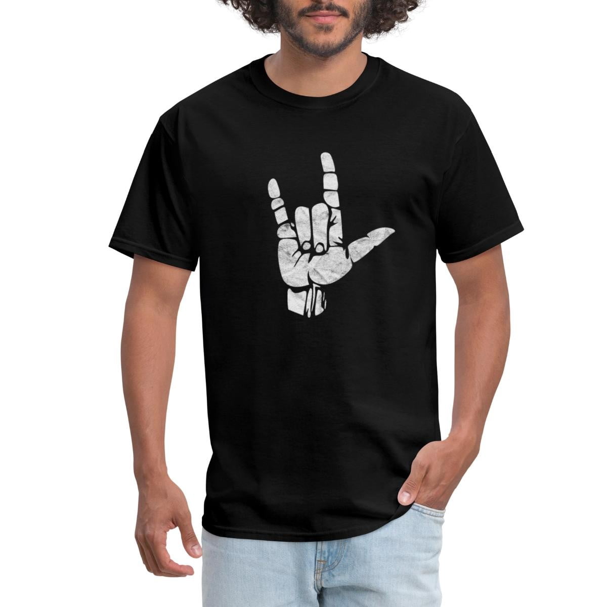 True Vibe I Love You American Sign Language Asl Teacher Men'S T-Shirt ...