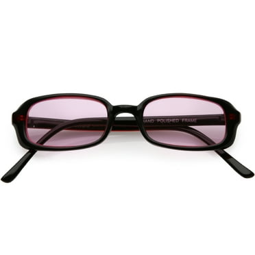 Extreme Thin Small Lens Rectangle Sunglasses Color Tinted 49mm (Black ...