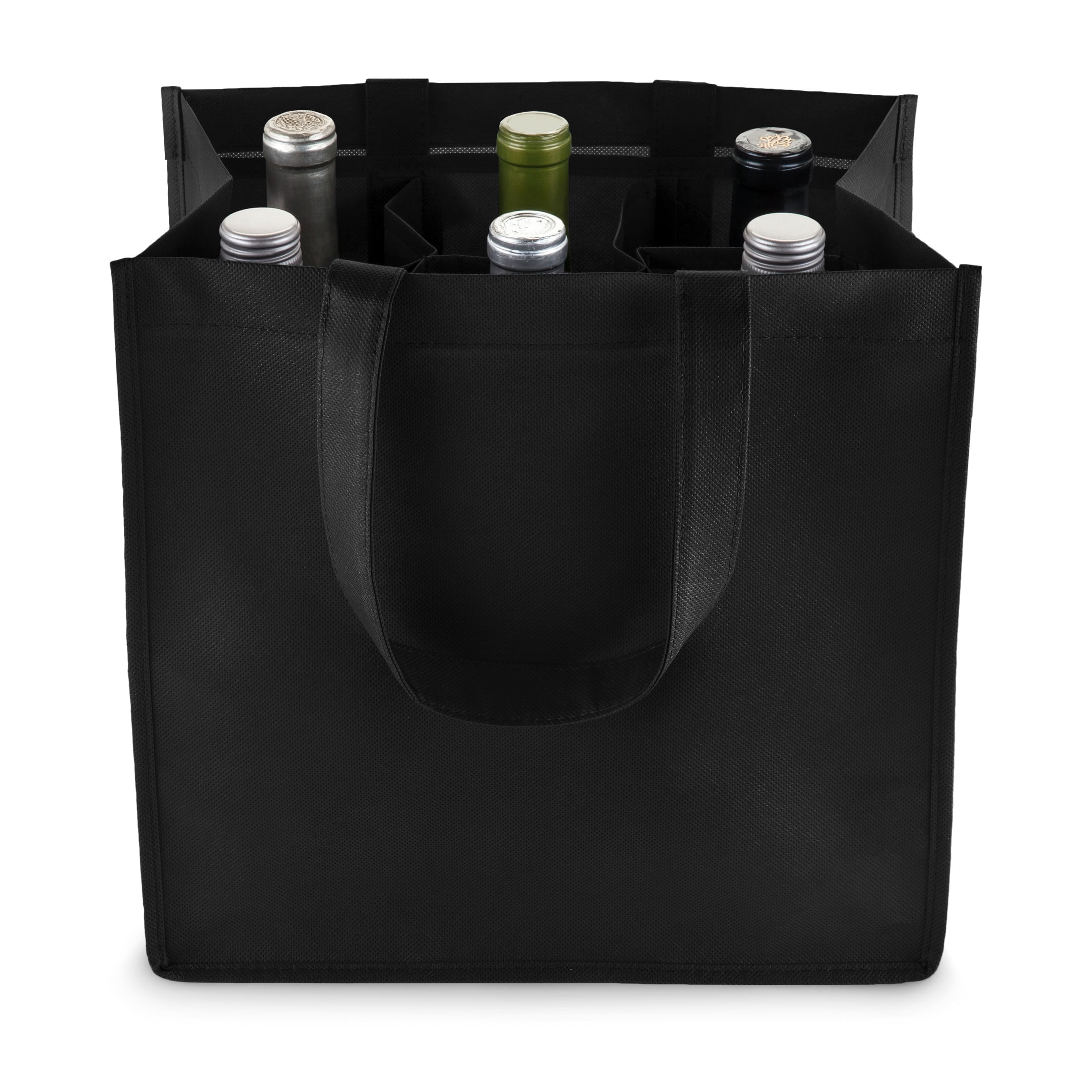 True 6 Bottle Reusable Wine Bag, Wine Gift Bag for Party, Travel, Black ...