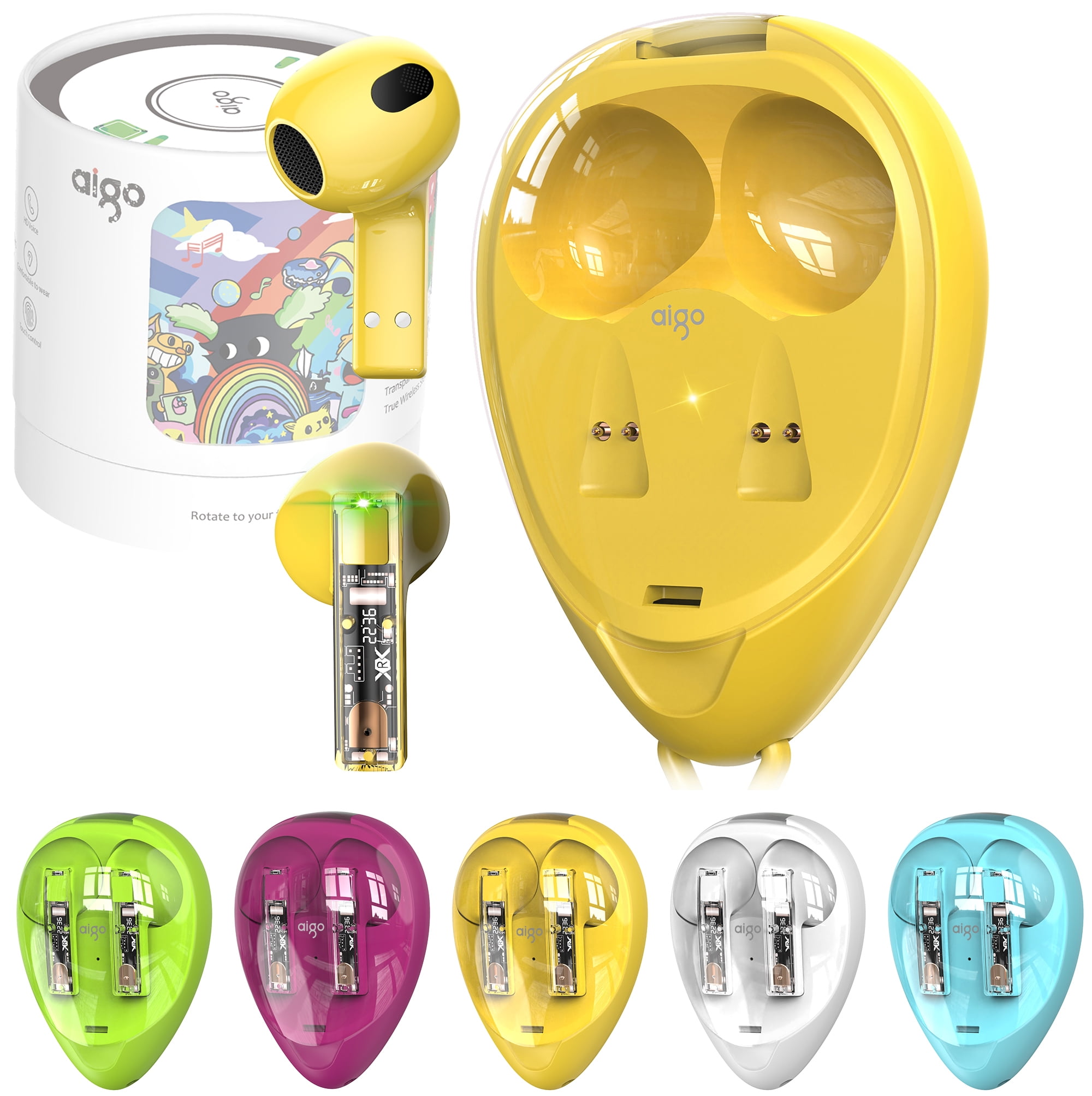 True Wireless in-Ear Earbuds, aigo Bluetooth 5.4 Headphones ,32H Long Playtime with Charging ...