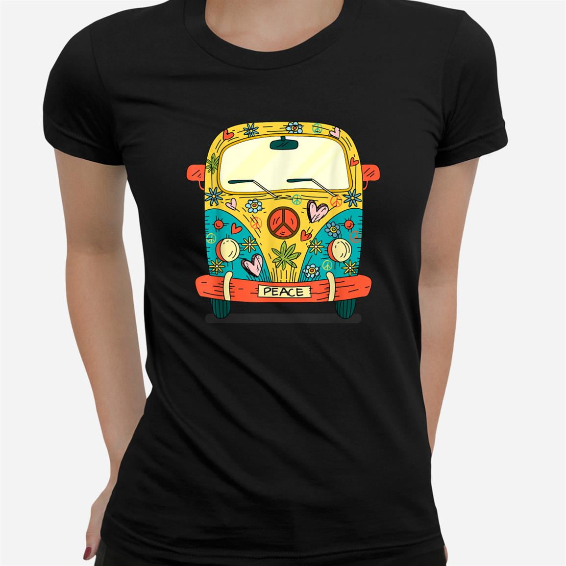 True to size, Hippie Van Flower Bus With Peace Sign Gift 60s 70s Shirt ...