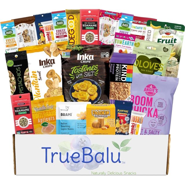 TrueBalu Vegan Snack Box - Gluten Free, Dairy Free, 25 Snack Variety ...
