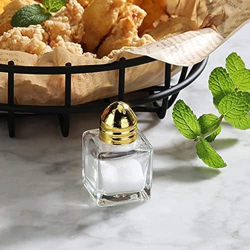 TrueCraftware- 1/2 oz Mini Salt Shakers Glass Body with Gold Cap Set of ...