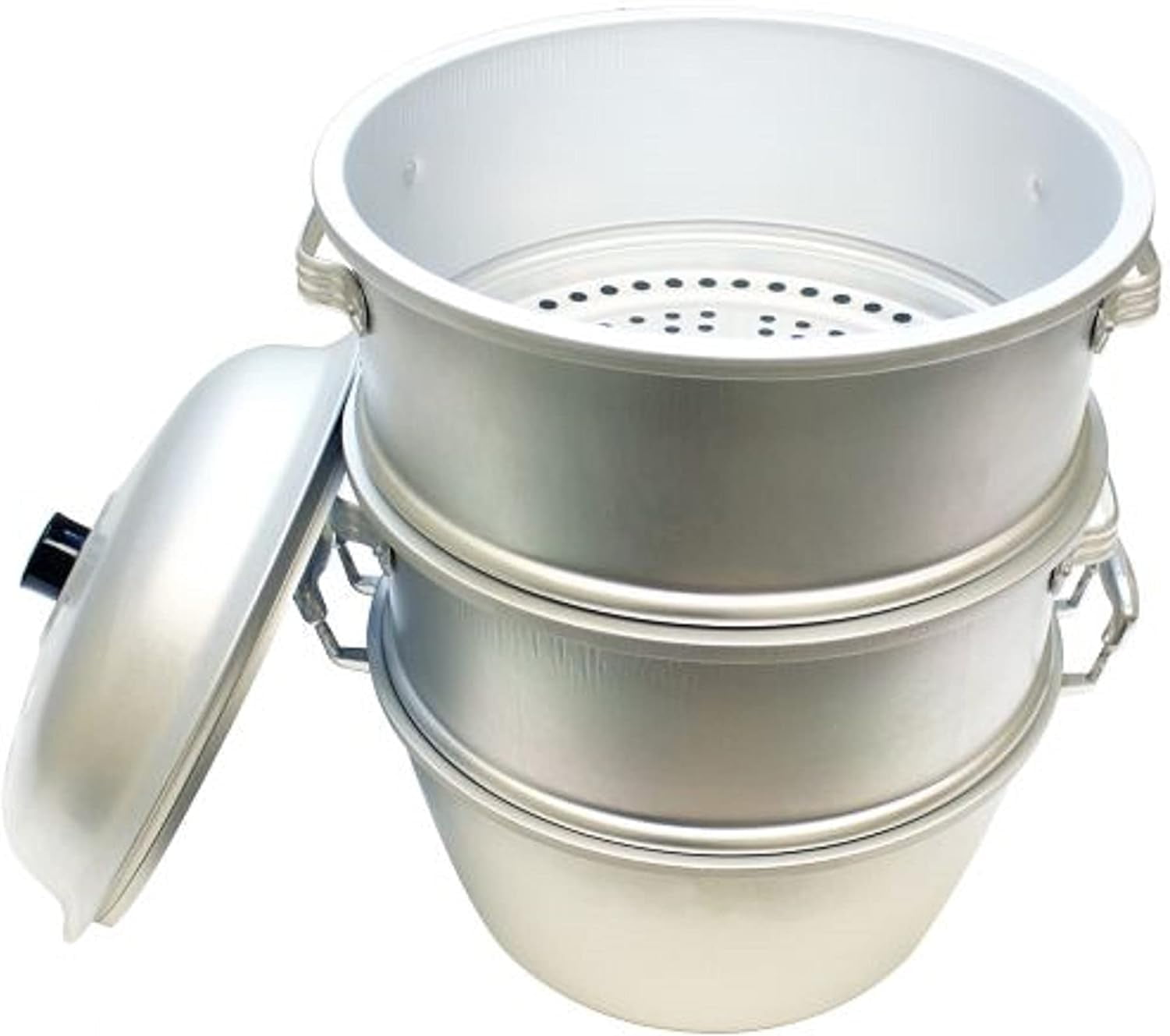 TrueCraftware- 15" x 20-1/4" Aluminum 3 Tier Steamer Set 3/8” hole size ...