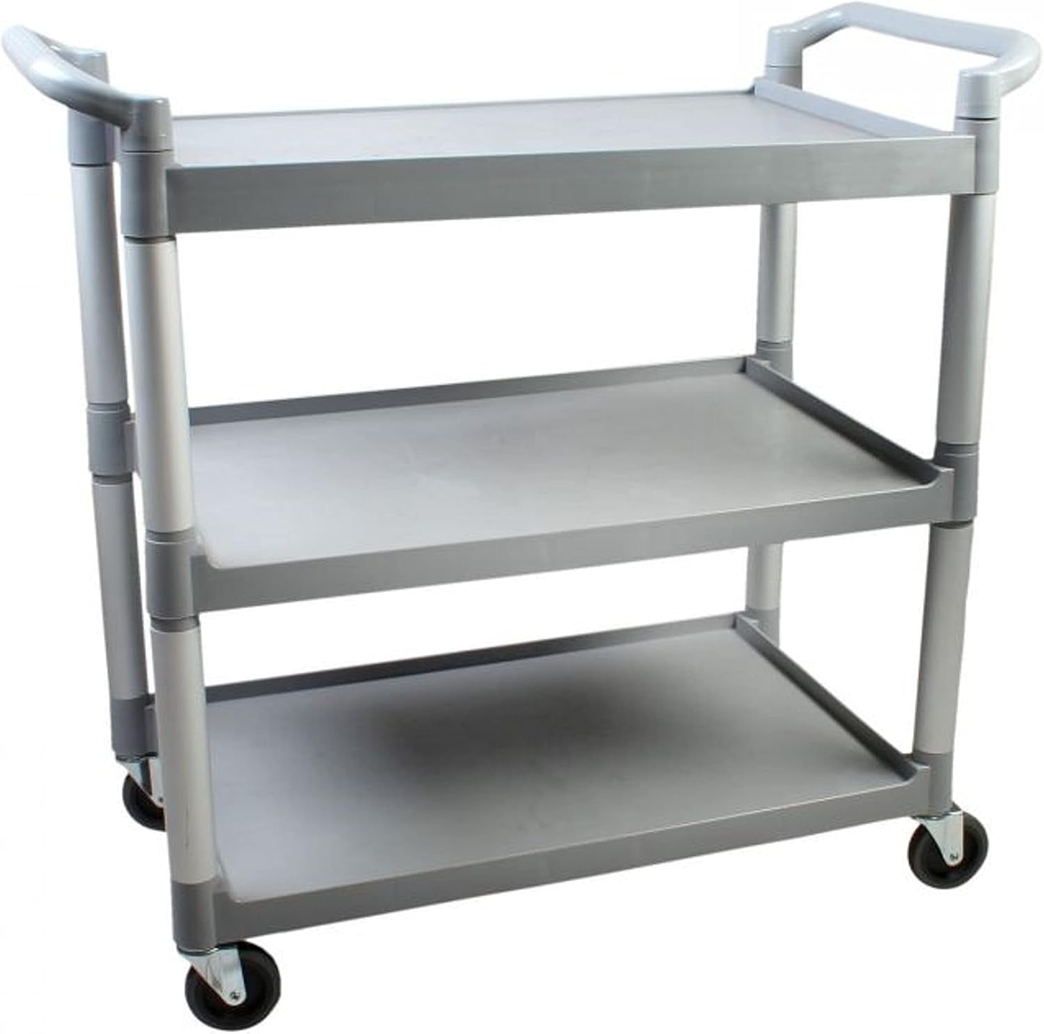 TrueCraftware- 3-Tier Gray Plastic Utility Bus Cart with (2) 4" Locking ...