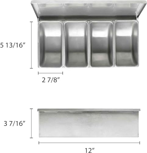 TrueCraftware- 4 Compartment Stainless Steel Condiment Bar (Open Bottom ...