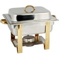 TrueCraftware- 4 Qt. Half Size Stainless Steel Gold Accented Chafing ...