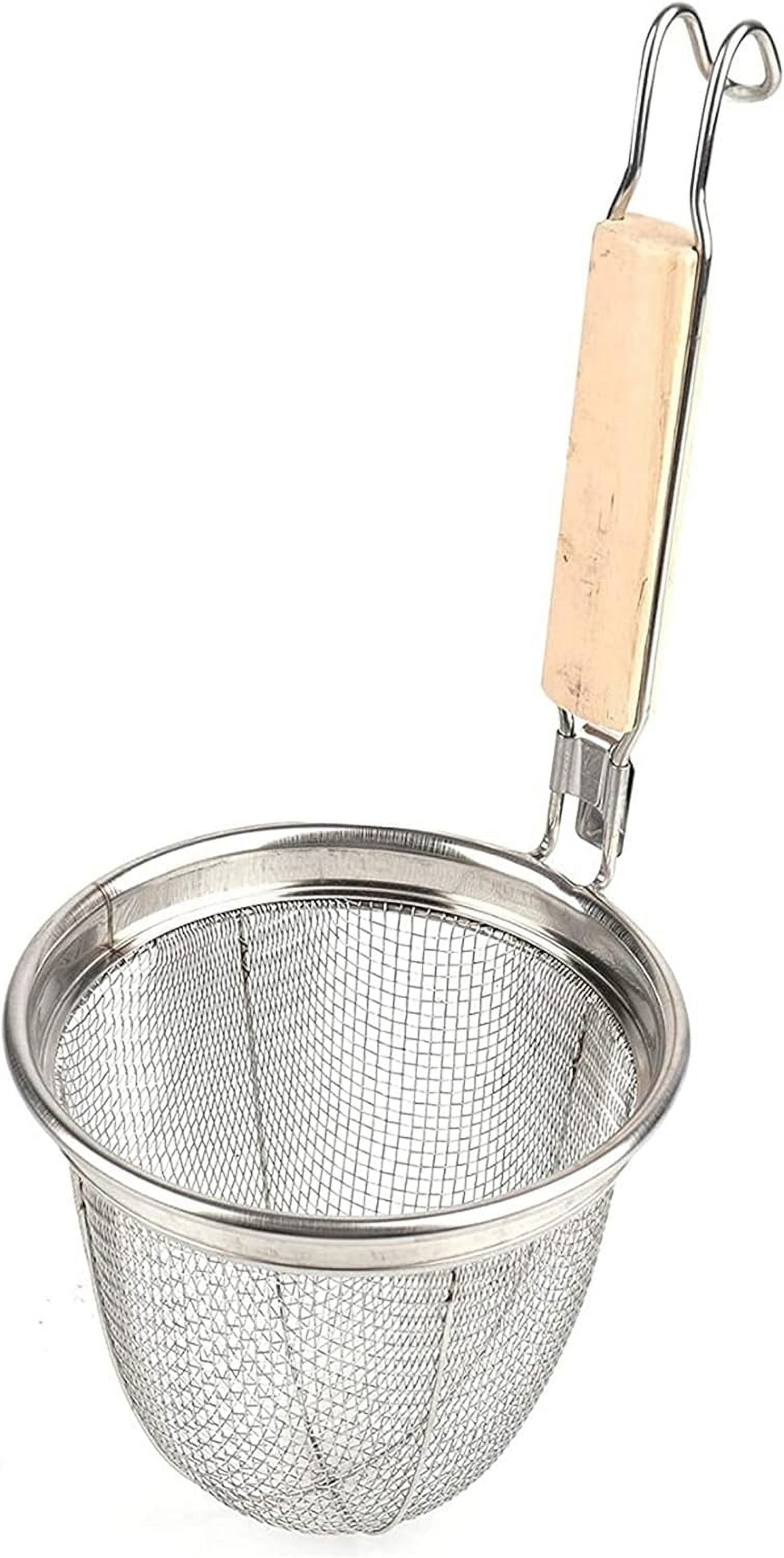 TrueCraftware- 5-1/2" Stainless Steel Noodle Skimmer with Round Wooden ...