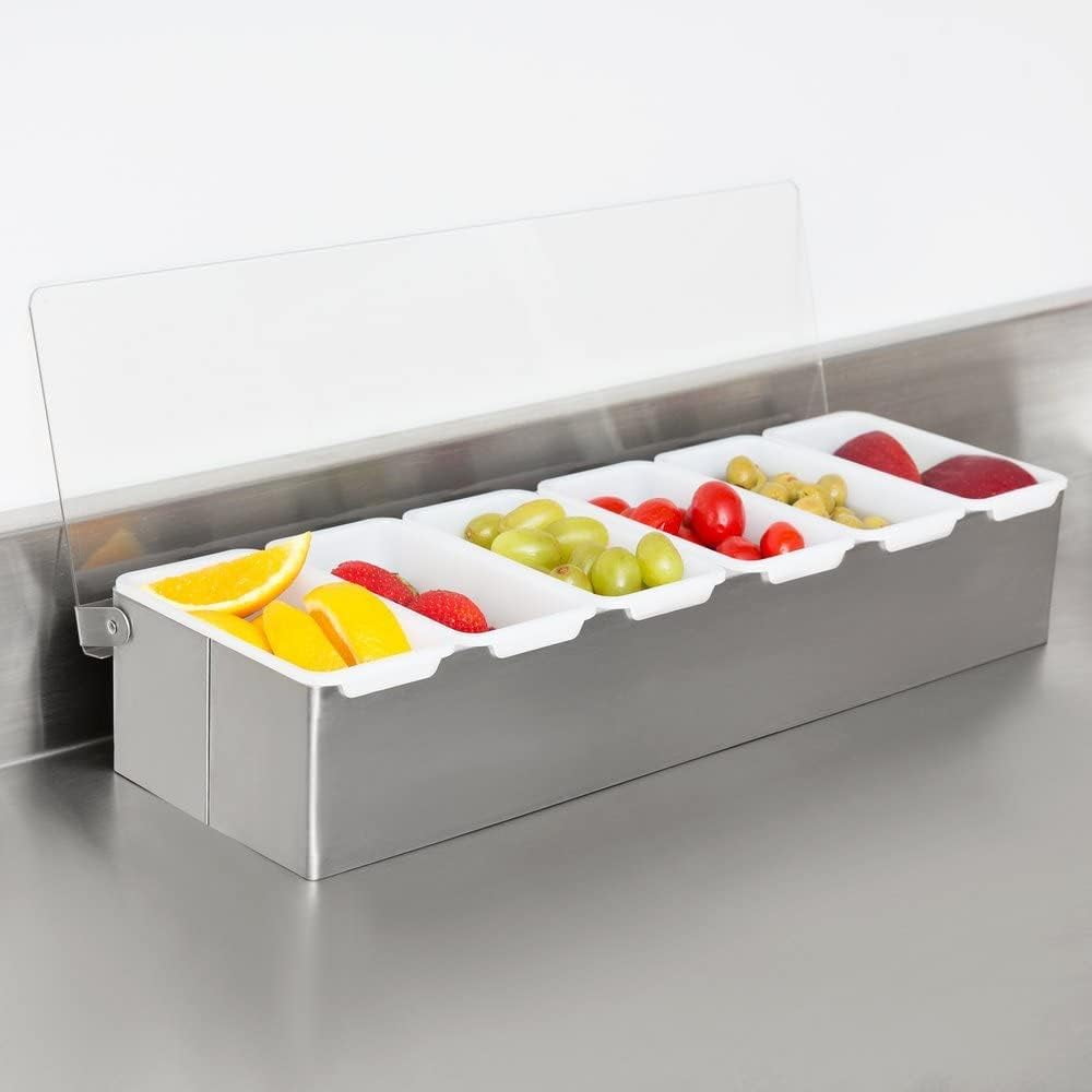 TrueCraftware- 6 Compartment Condiment Dispenser Garnish Tray Bar Caddy ...