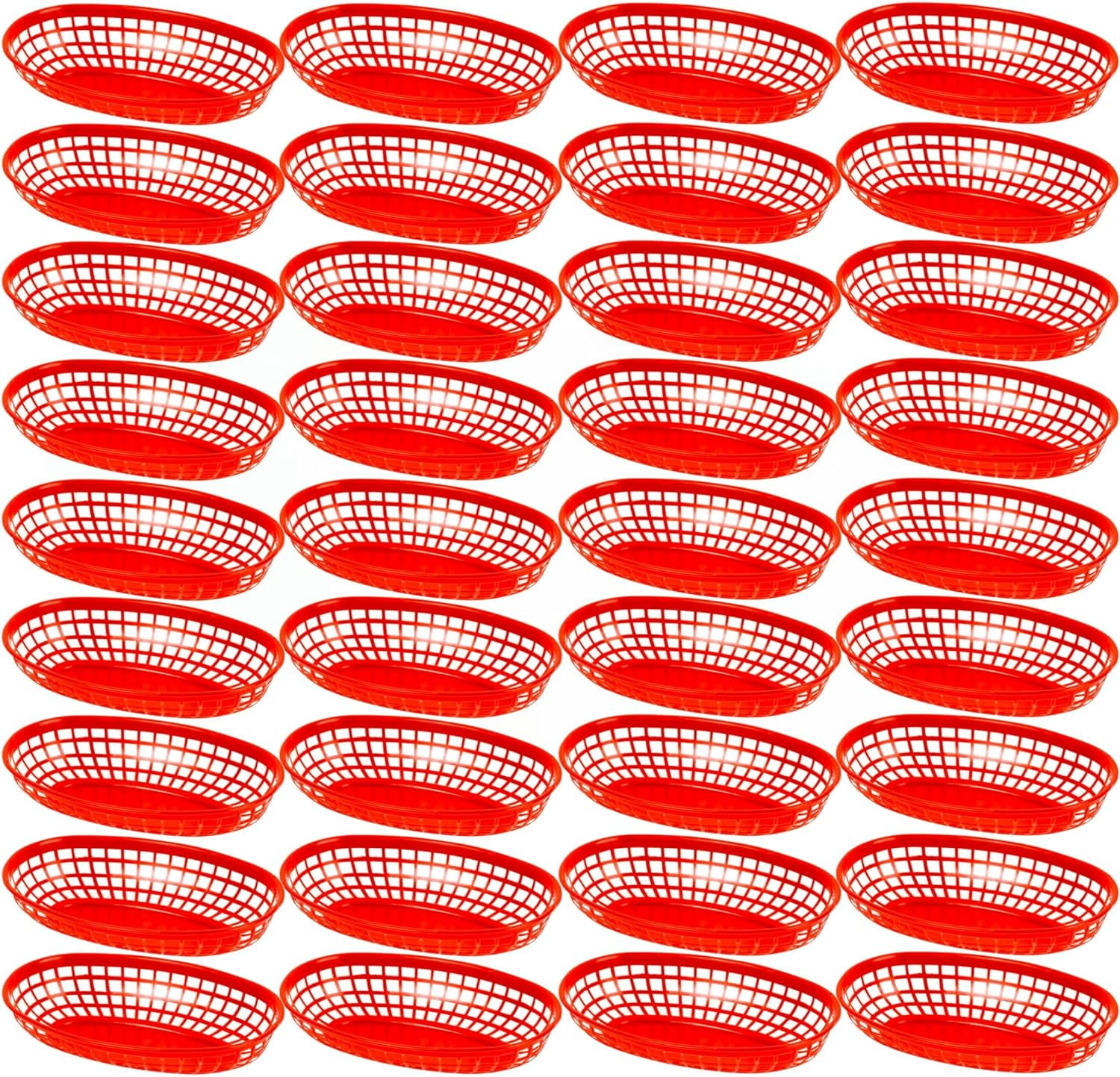 TrueCraftware- 9-3/8" Oval Fast Food Basket Red Plastic Set of 36- Fry ...