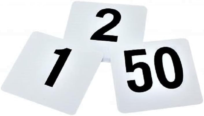 TrueCraftware- Double Side 1-50 Plastic Table Numbers 4" x 4" Black on ...