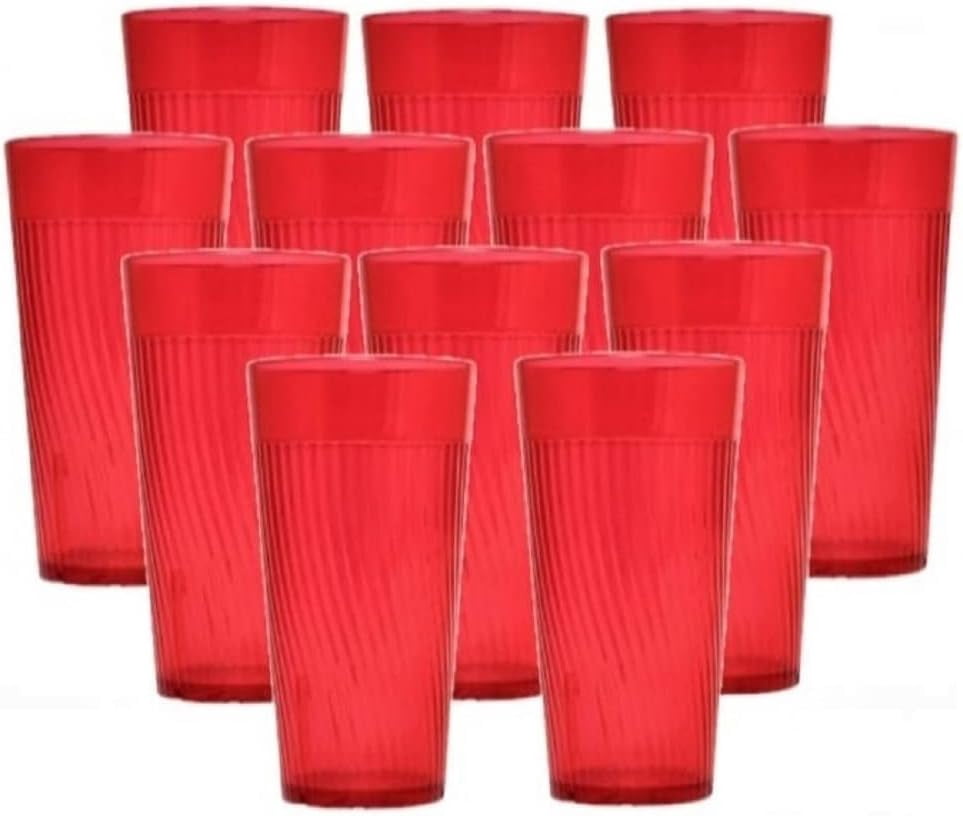 TrueCraftware- Set of 12 Belize 14 oz. Tumbler/Drinking Cups Red ...