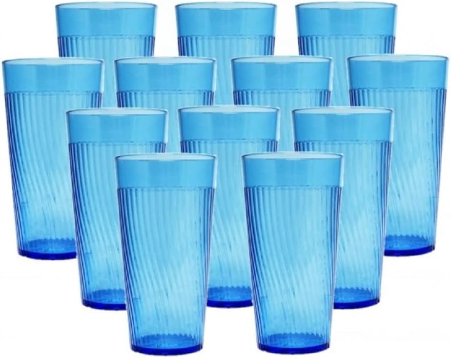 TrueCraftware- Set of 12 Belize 24 oz. Tumbler/Drinking Cups Blue ...
